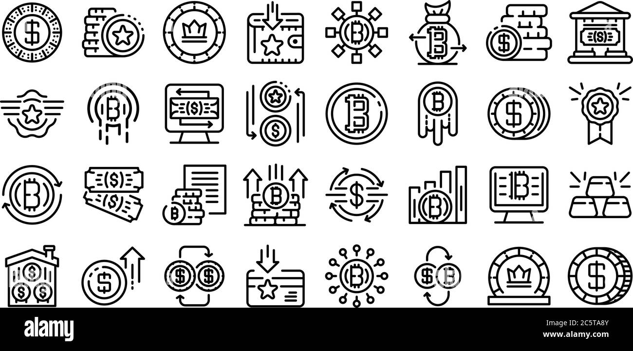 Tokens icons set, outline style Stock Vector Image & Art - Alamy