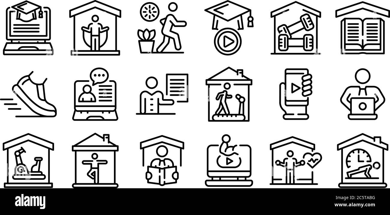 Home training icons set, outline style Stock Vector Image & Art - Alamy