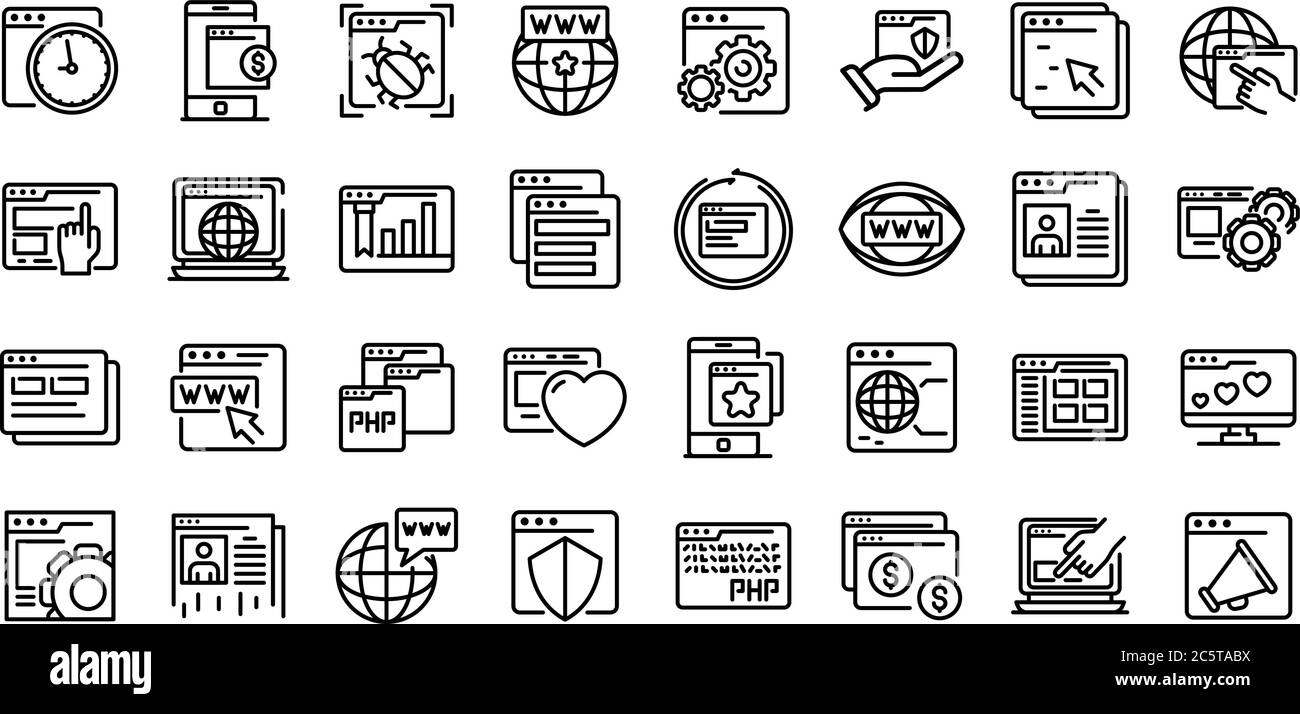Browser icons set, outline style Stock Vector Image & Art - Alamy