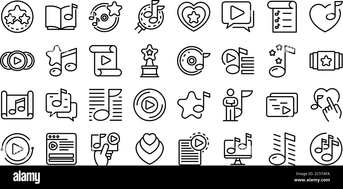 Playlist icons set, outline style Stock Vector Image & Art - Alamy