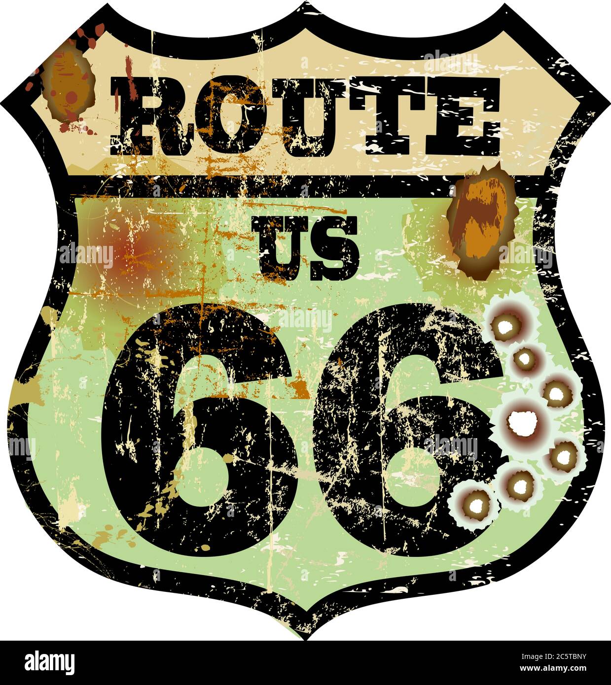 Route 66 sign,distressed grungy roadsign, retro style, vector illustration Stock Vector Image ...