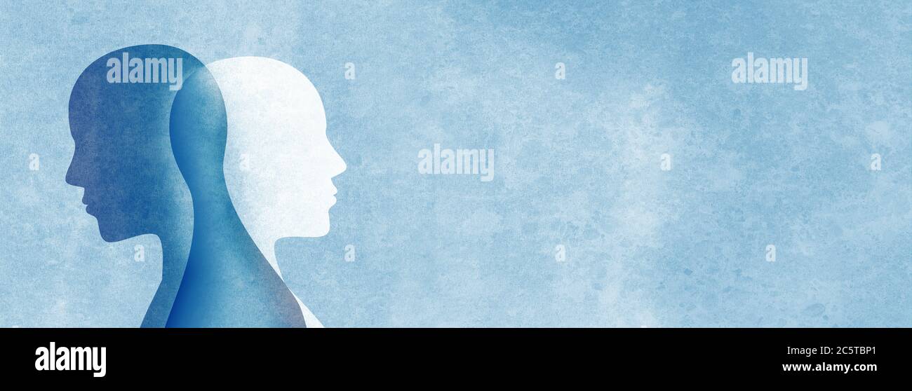 Metaphor bipolar disorder mind mental.Double face.Split personality ...