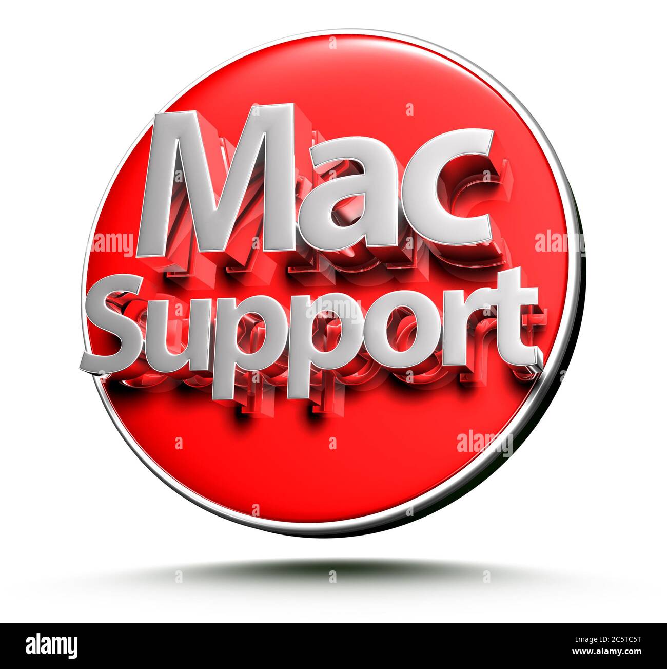 3d illustration Mac support Red circle on white background.(With ...