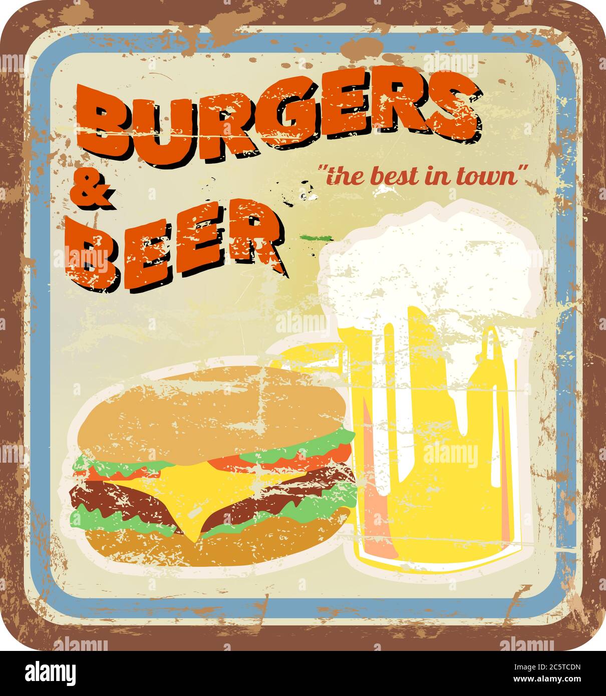 Vintage route 66 diner sign,old fast food restaurant advertsing sign, vector art illustration ...