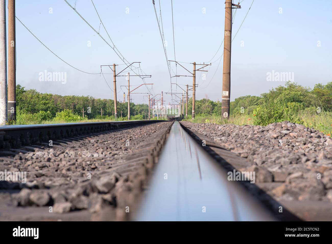 Freight railway carriages in the industrial area. Freight train ...