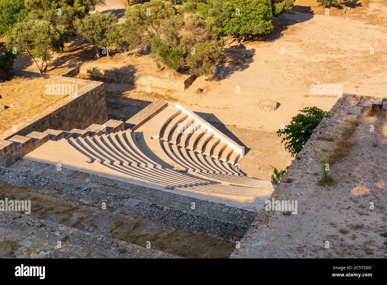 Ancient theater with marble seats. The Acropolis of Rhodes. Rhodes ...