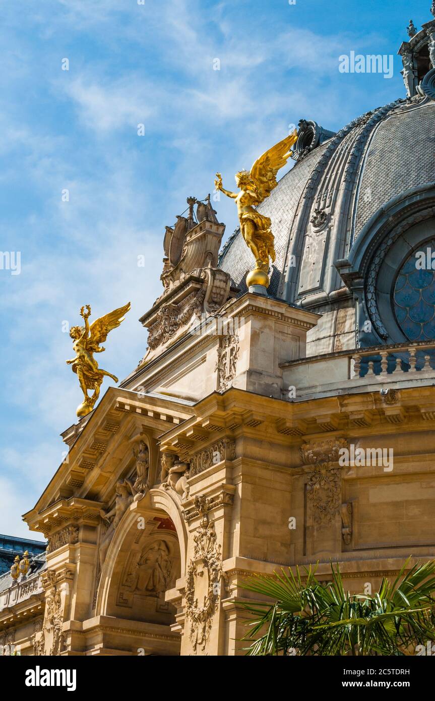Ancient old gold statues over the facade of an ancient building Stock ...