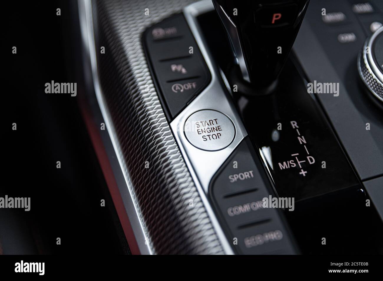 Start and stop engine push button. Modern car Stock Photo - Alamy