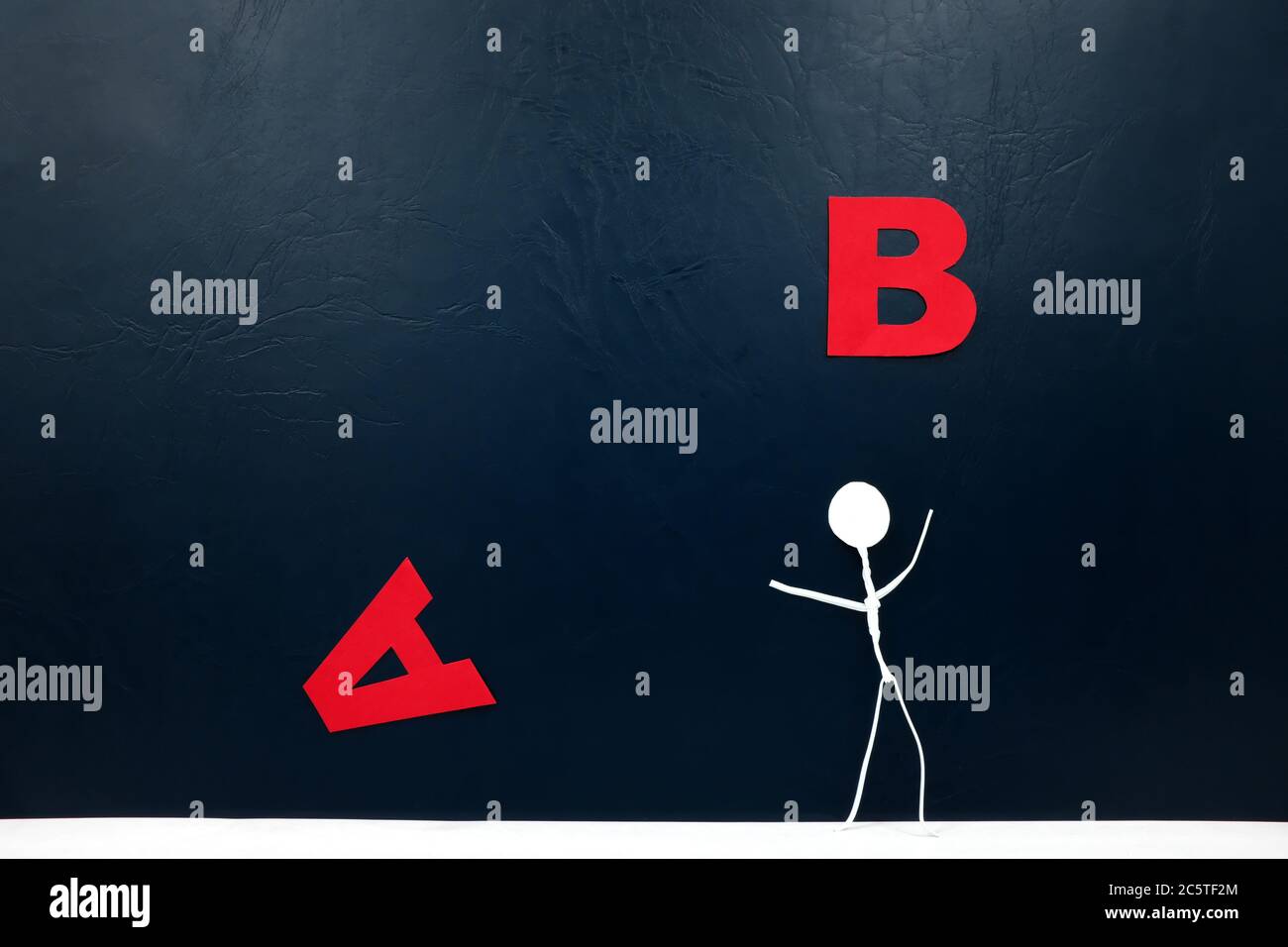 Human stick figures going from letter A to B. Contingency and crisis ...