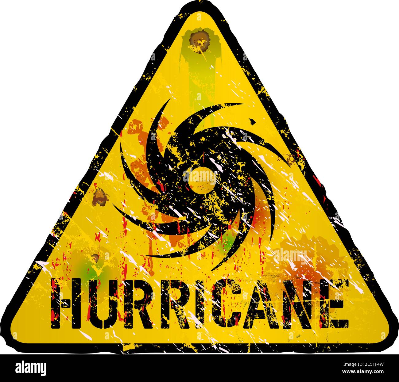 hurricane warning sign, heavy weathered, vector eps 10 Stock Vector ...