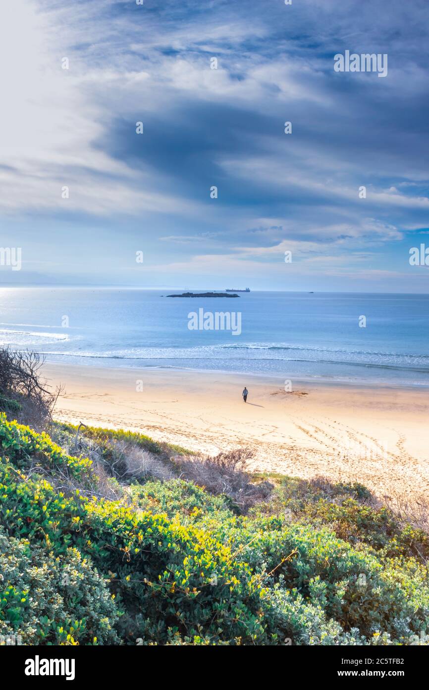 View of a beautiful misty sea from a view point on a beach in Mossel ...