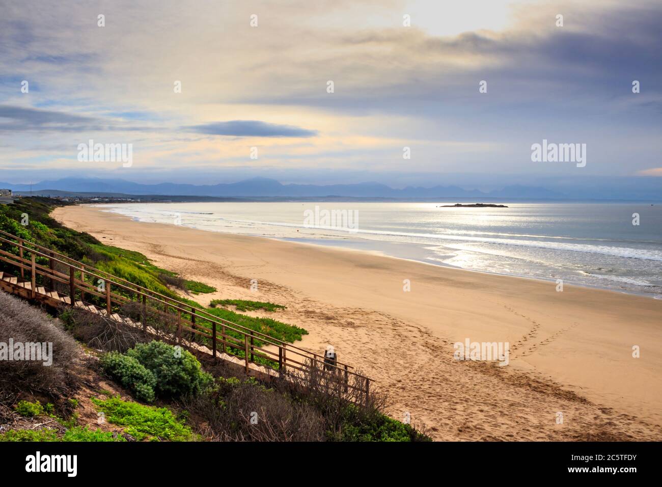 View of a beautiful misty sea from a view point on a beach in Mossel ...