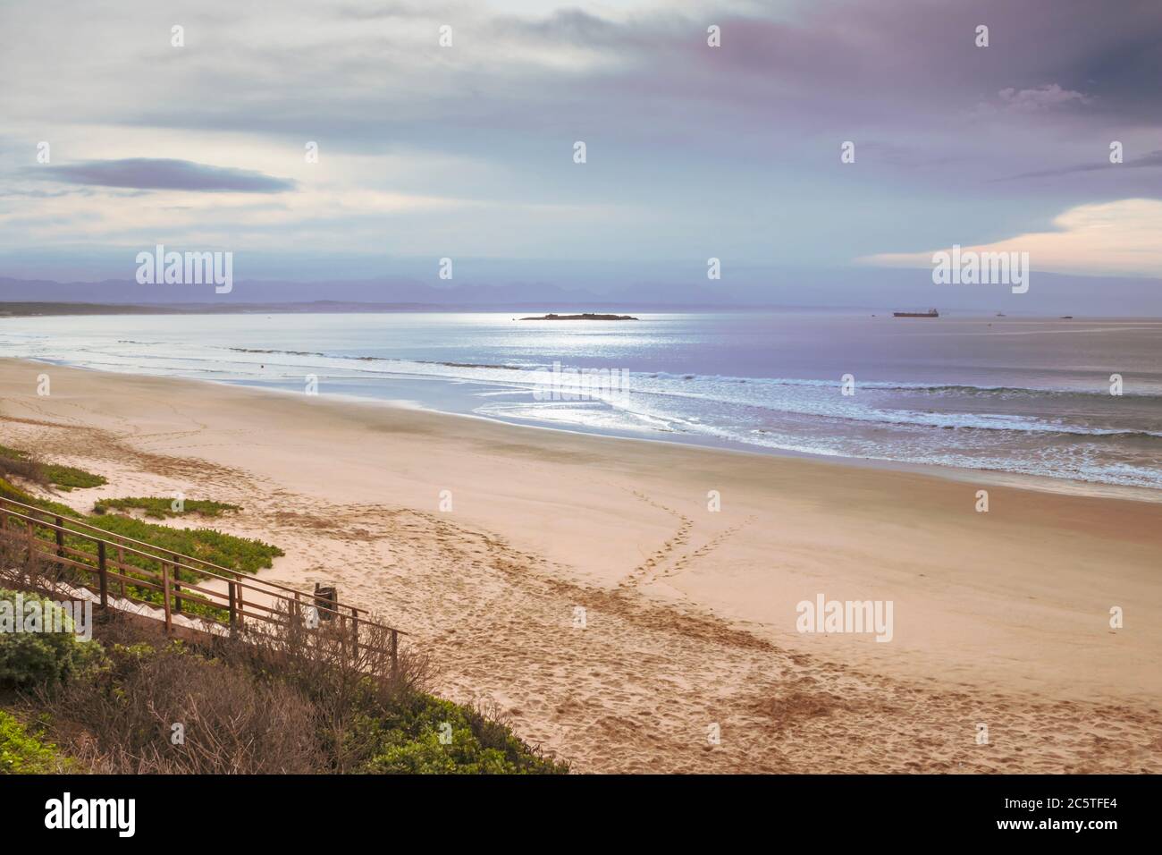 View of a beautiful misty sea from a view point on a beach in Mossel ...
