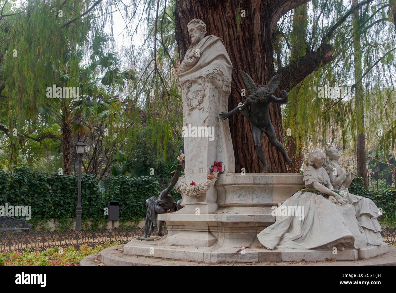 Sculpture dedicated to the poet Gustavo Adolfo Becquer in the city of ...