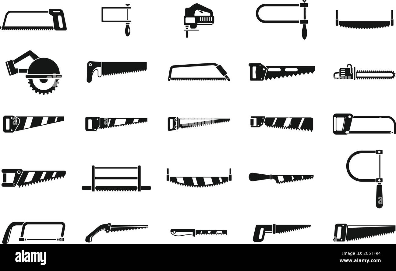 Saw tool icons set. Simple set of saw tool vector icons for web design ...