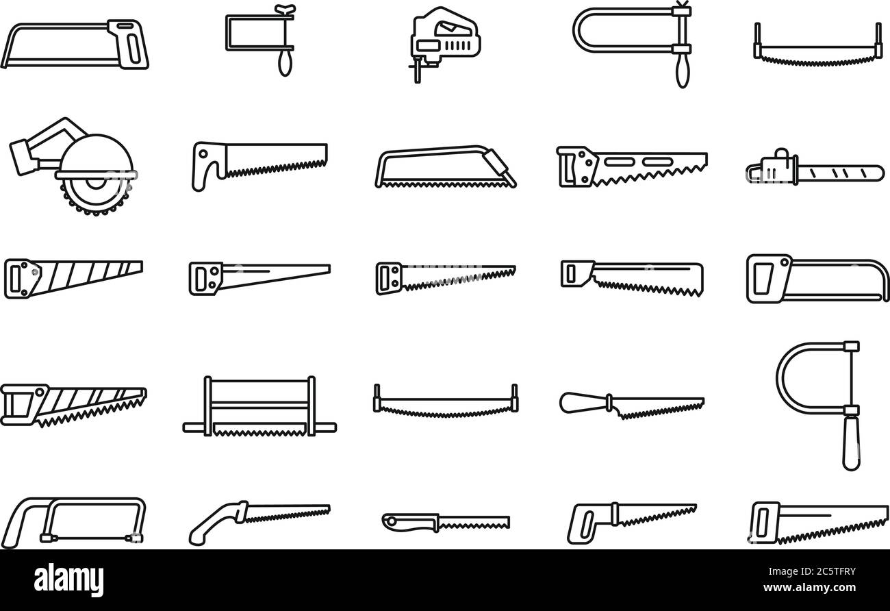 Home saw icons set. Outline set of home saw vector icons for web design ...