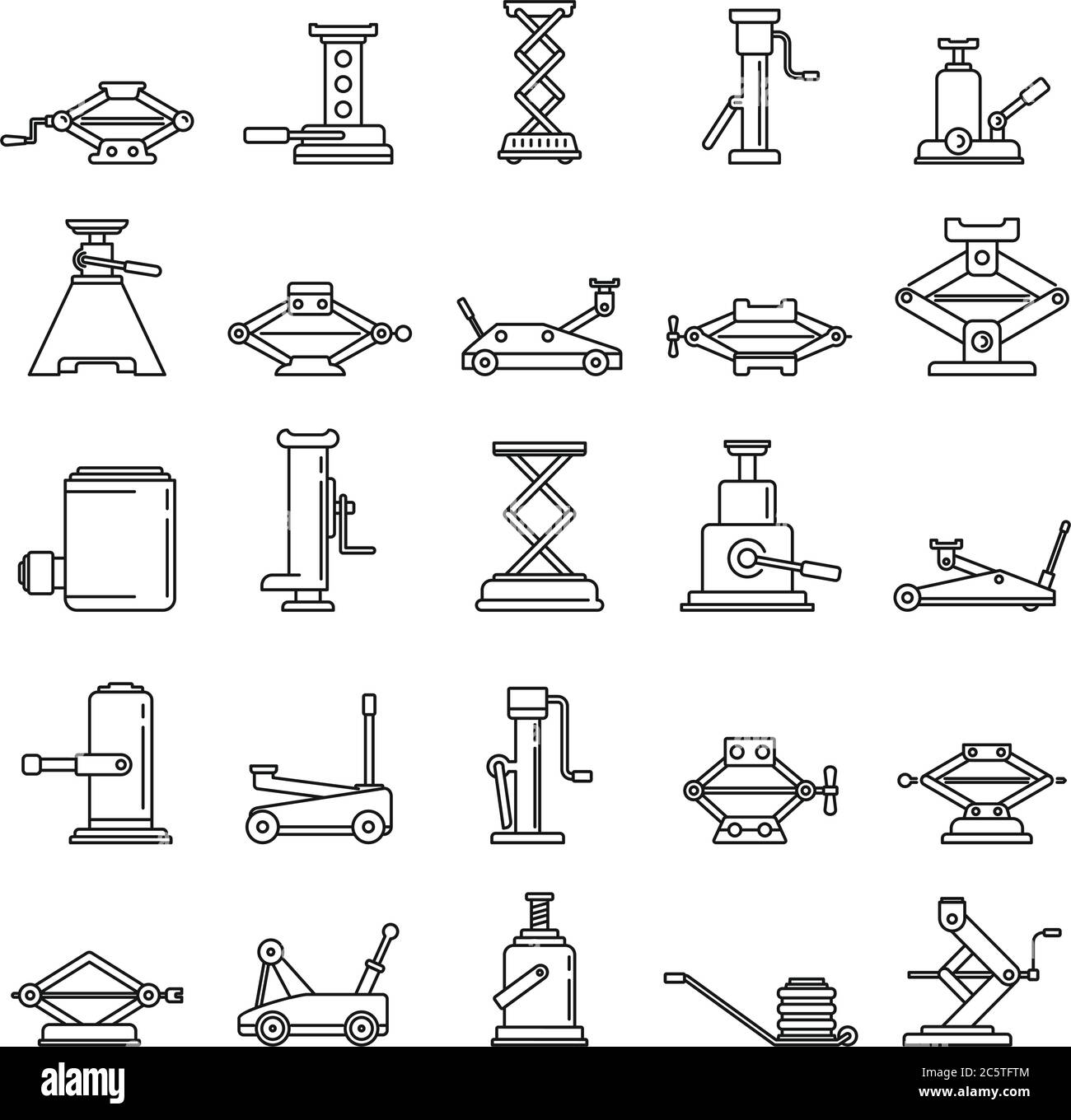 Modern jack-screw icons set. Outline set of modern jack-screw vector ...