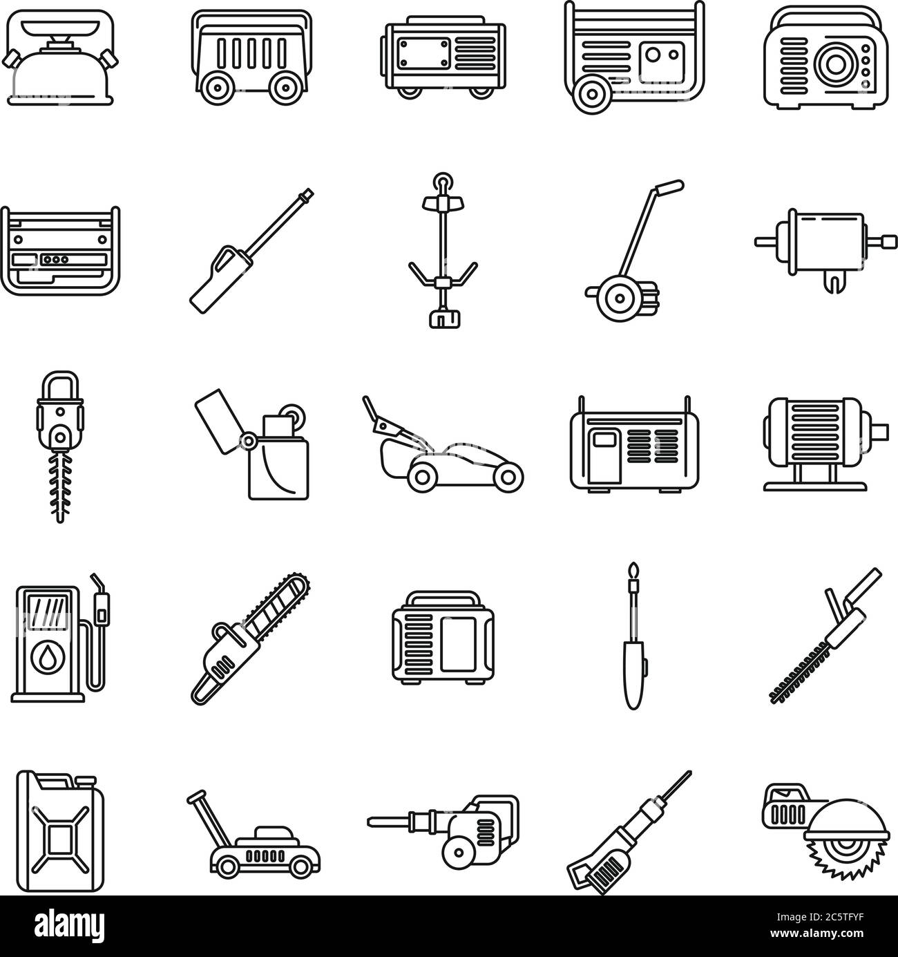 Modern gasoline tools icons set. Outline set of modern gasoline tools ...