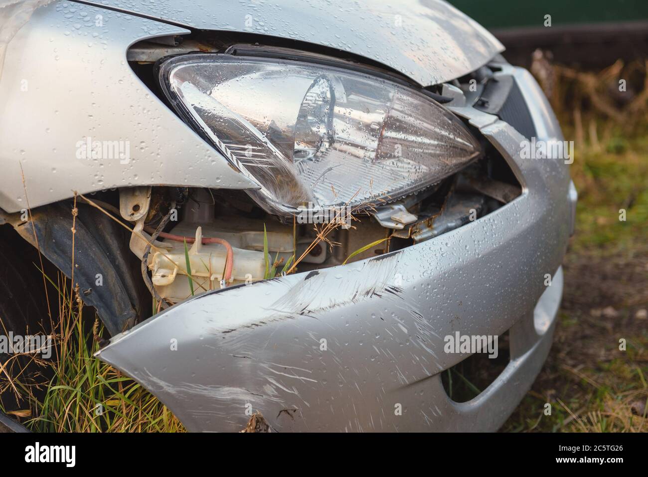 Тне close-up of a broken front bumper car Stock Photo - Alamy