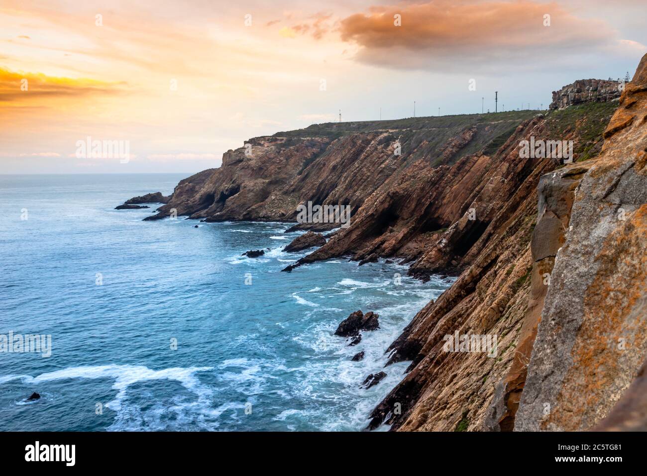 View of a beautiful misty sea from a view point on a beach in Mossel ...