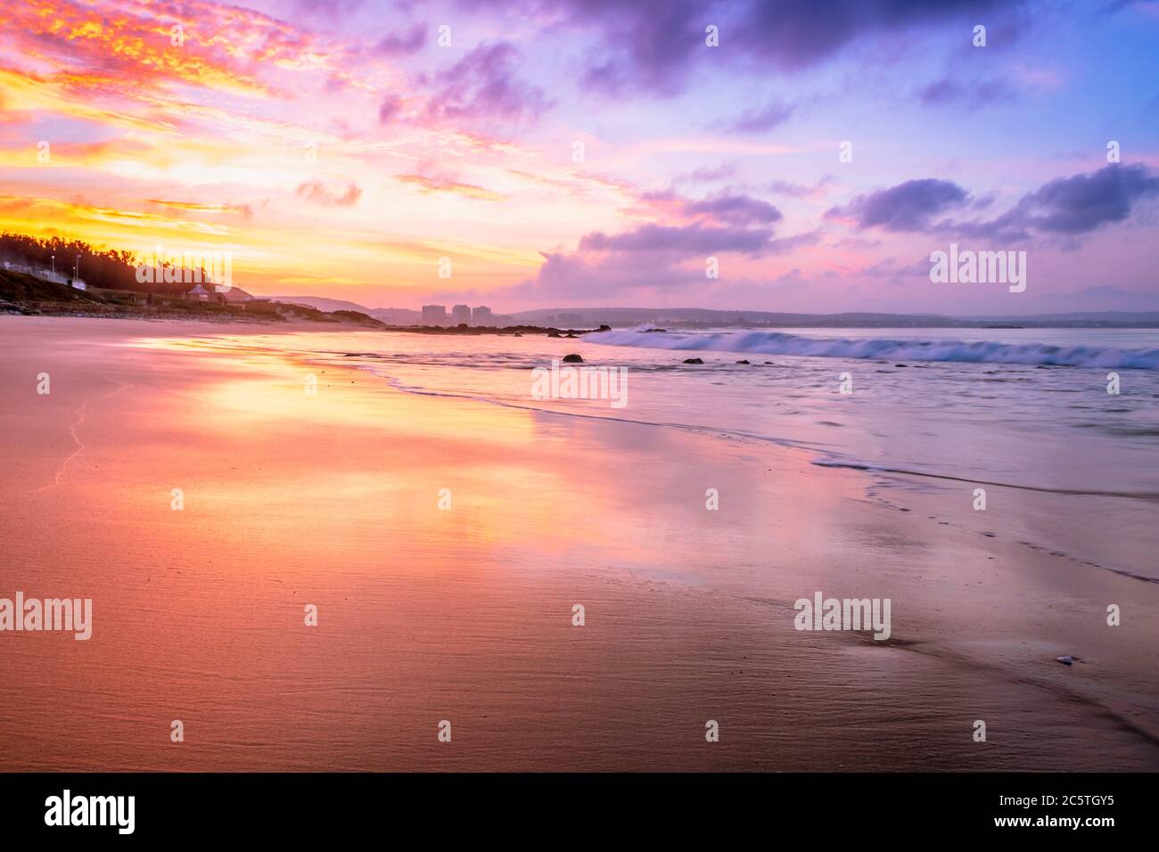 View of a beautiful cloudy sunset from a beach in Mossel Bay, Mossel ...