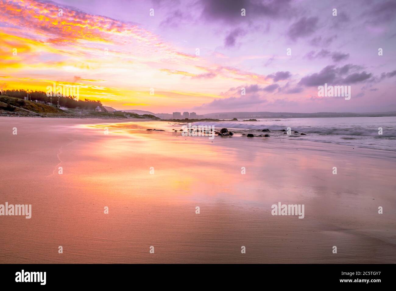 View of a beautiful cloudy sunset from a beach in Mossel Bay, Mossel ...