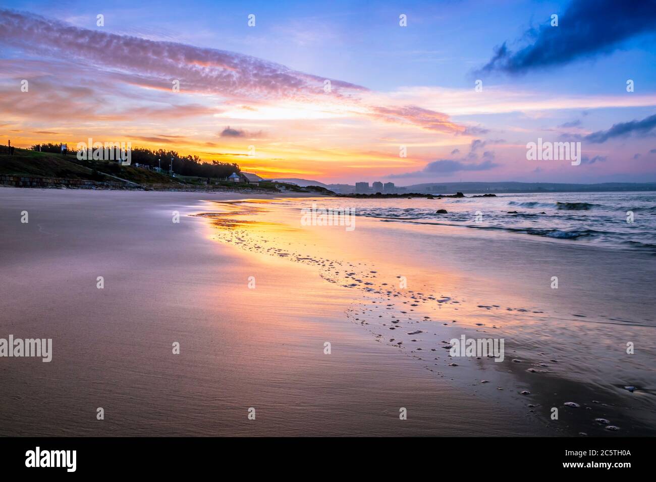 View of a beautiful cloudy sunset from a beach in Mossel Bay, Mossel ...