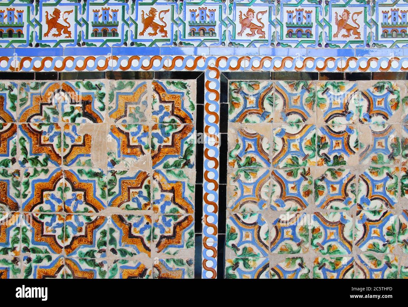 Alcazar of Seville, Spain. UNESCO World Heritage Site. Azulejos tiles ...
