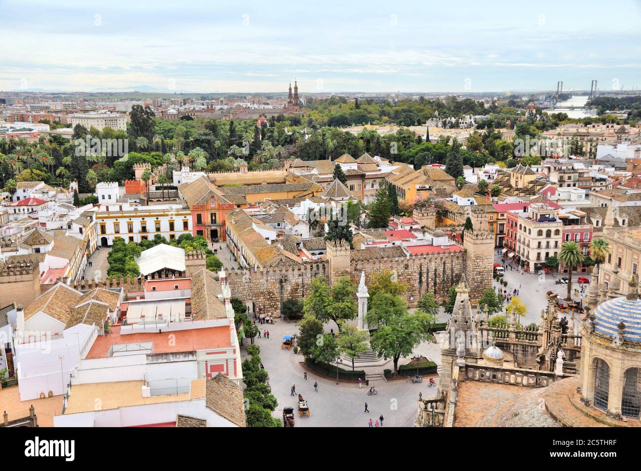 Seville, Spain - city aerial view with Alcazar palace Stock Photo - Alamy
