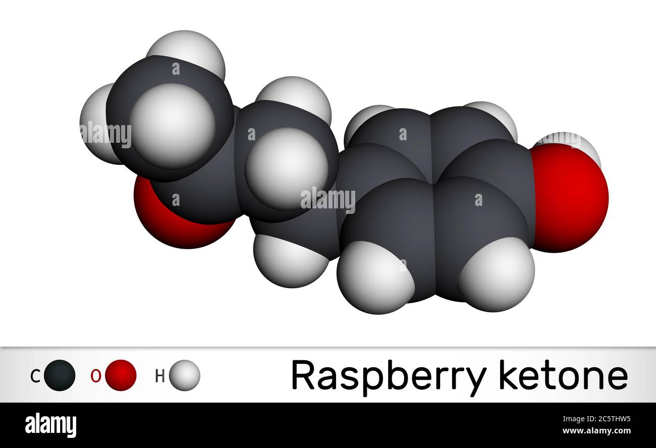 Raspberry ketone, frambinone, rheosmin molecule. It is natural phenolic ...