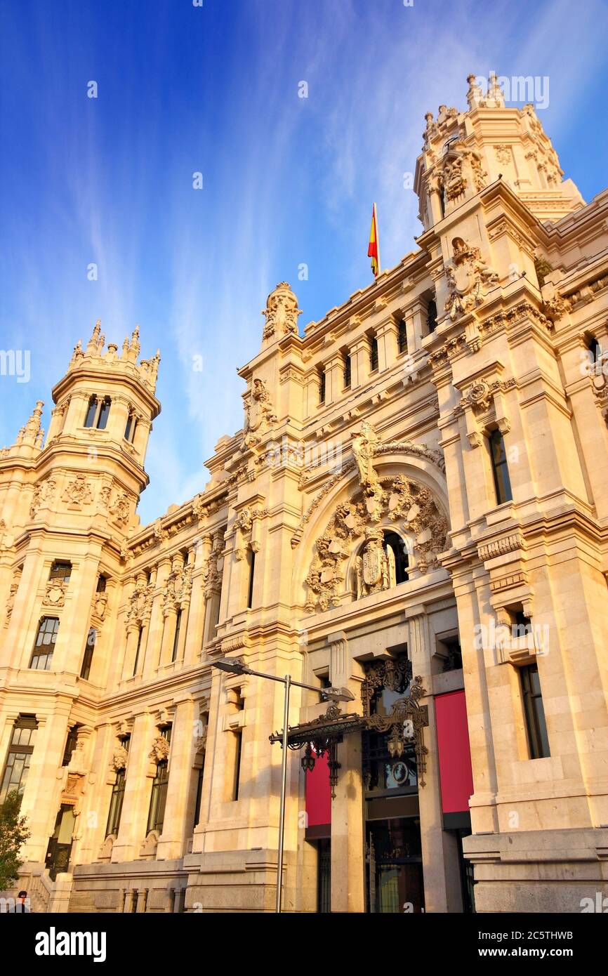 Madrid City Hall - landmark in Spain. Sunset light view Stock Photo - Alamy