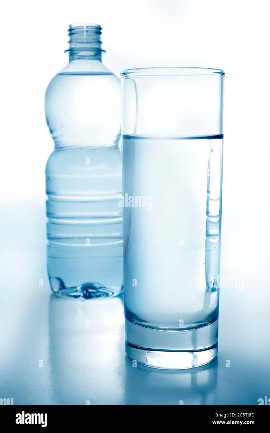 Bottle and glass of water Stock Photo - Alamy