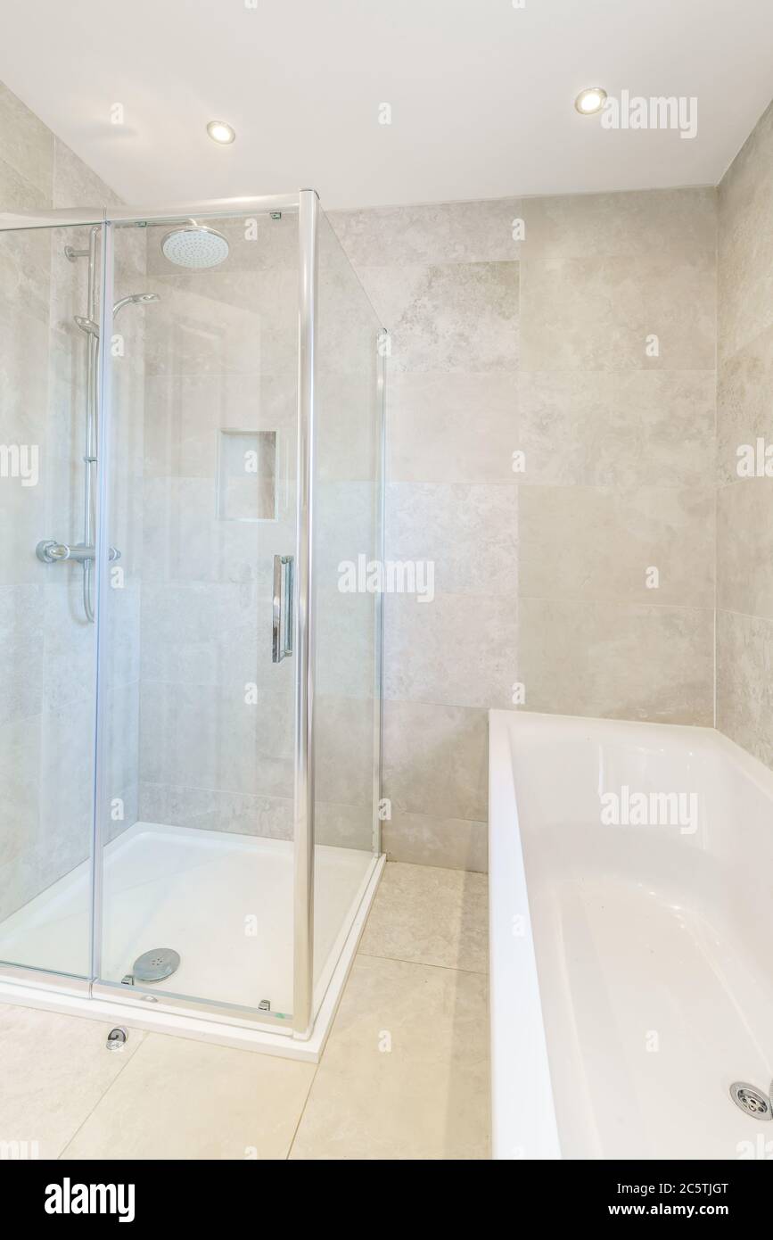 Modern bathroom with a shower cabin Stock Photo - Alamy