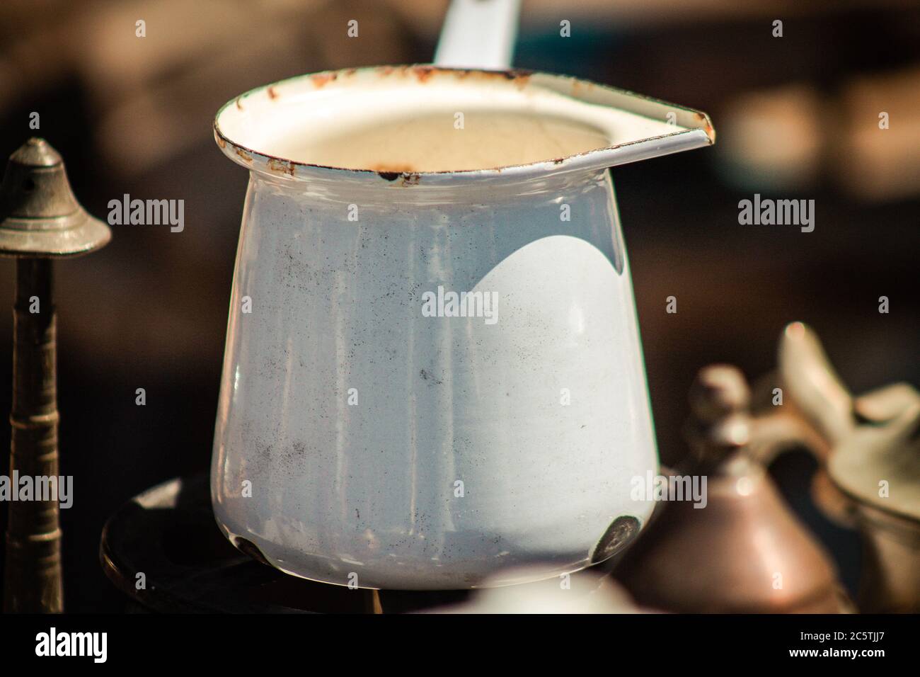 Nicosia Cyprus 04 July 2020 Closeup of old second hand items sold as ...
