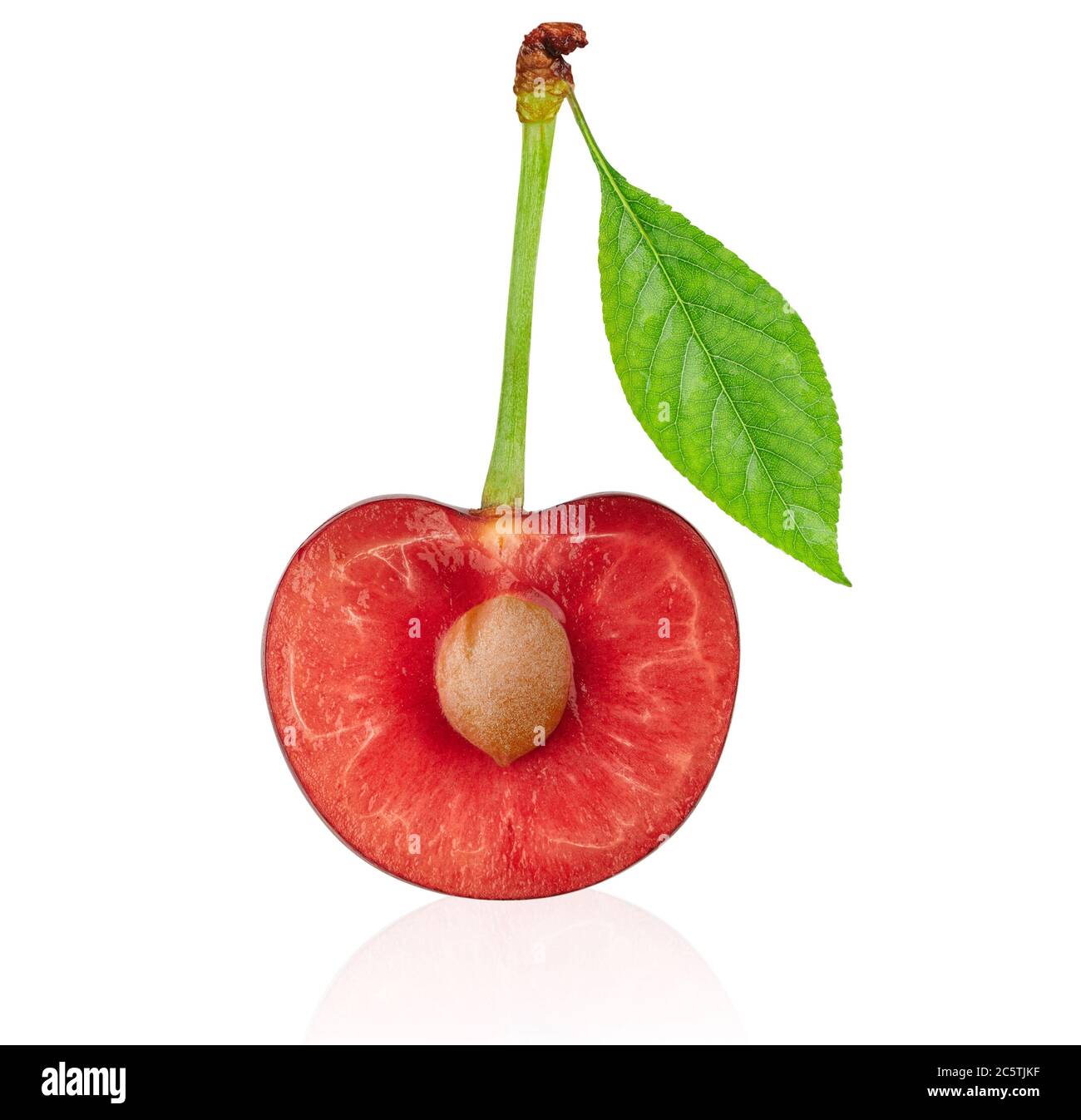 Half of a cherry isolated on white background with clipping path Stock ...