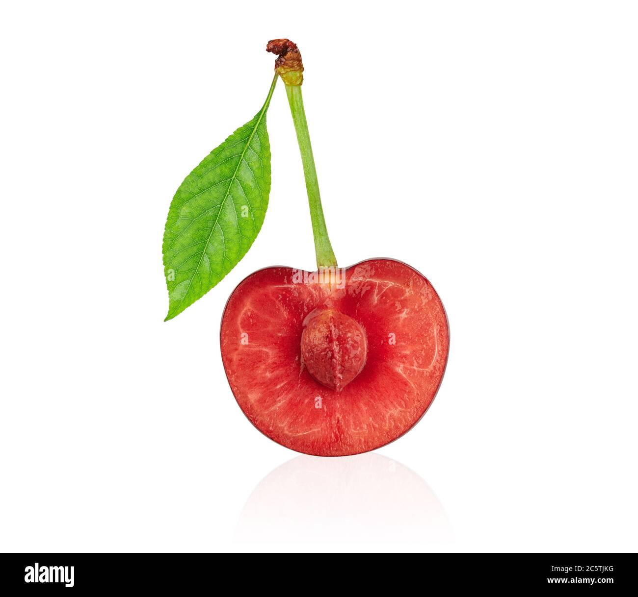 Half of a cherry isolated on white background with clipping path Stock ...