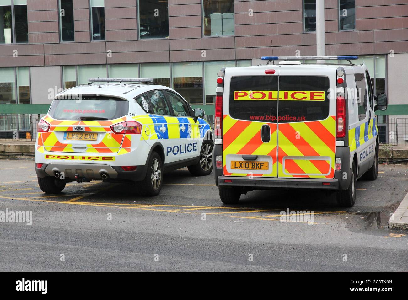 MANCHESTER, UK - APRIL 23, 2013: British Police vehicles parked in ...