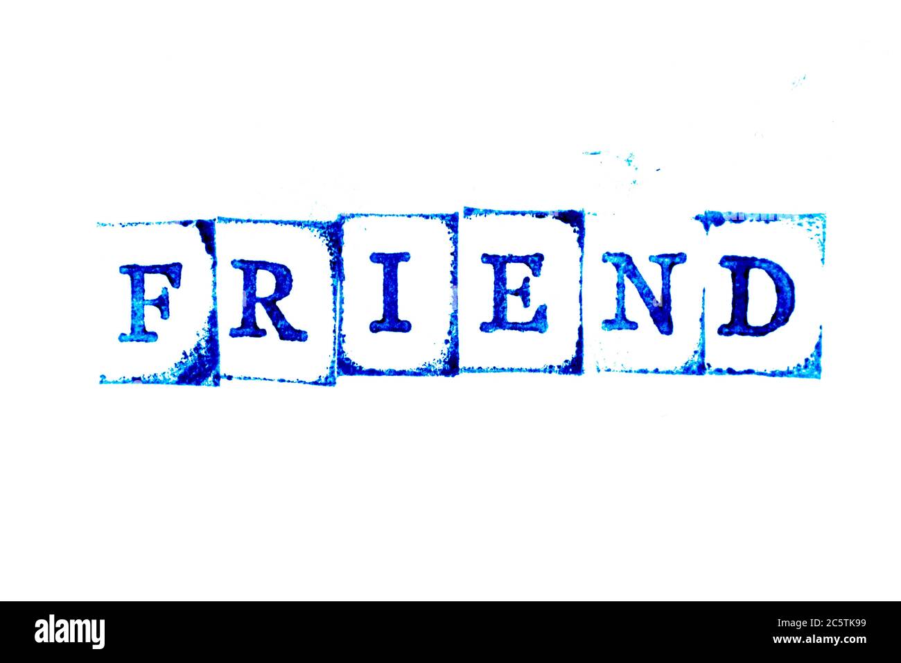 Blue ink of rubber stamp in word friend on white paper background Stock ...