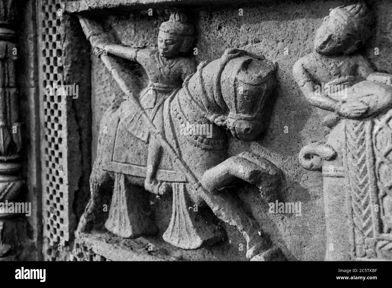 A war scene in a battle ground, Ancient Indian sculptures Stock Photo ...