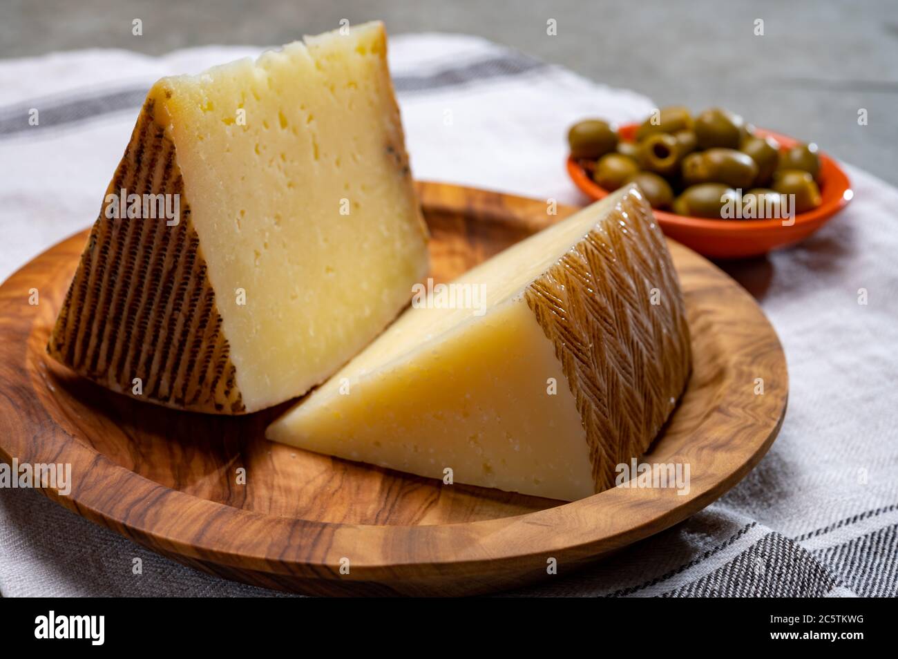Spanish cheese manchego made from sheep milk close up Stock Photo - Alamy
