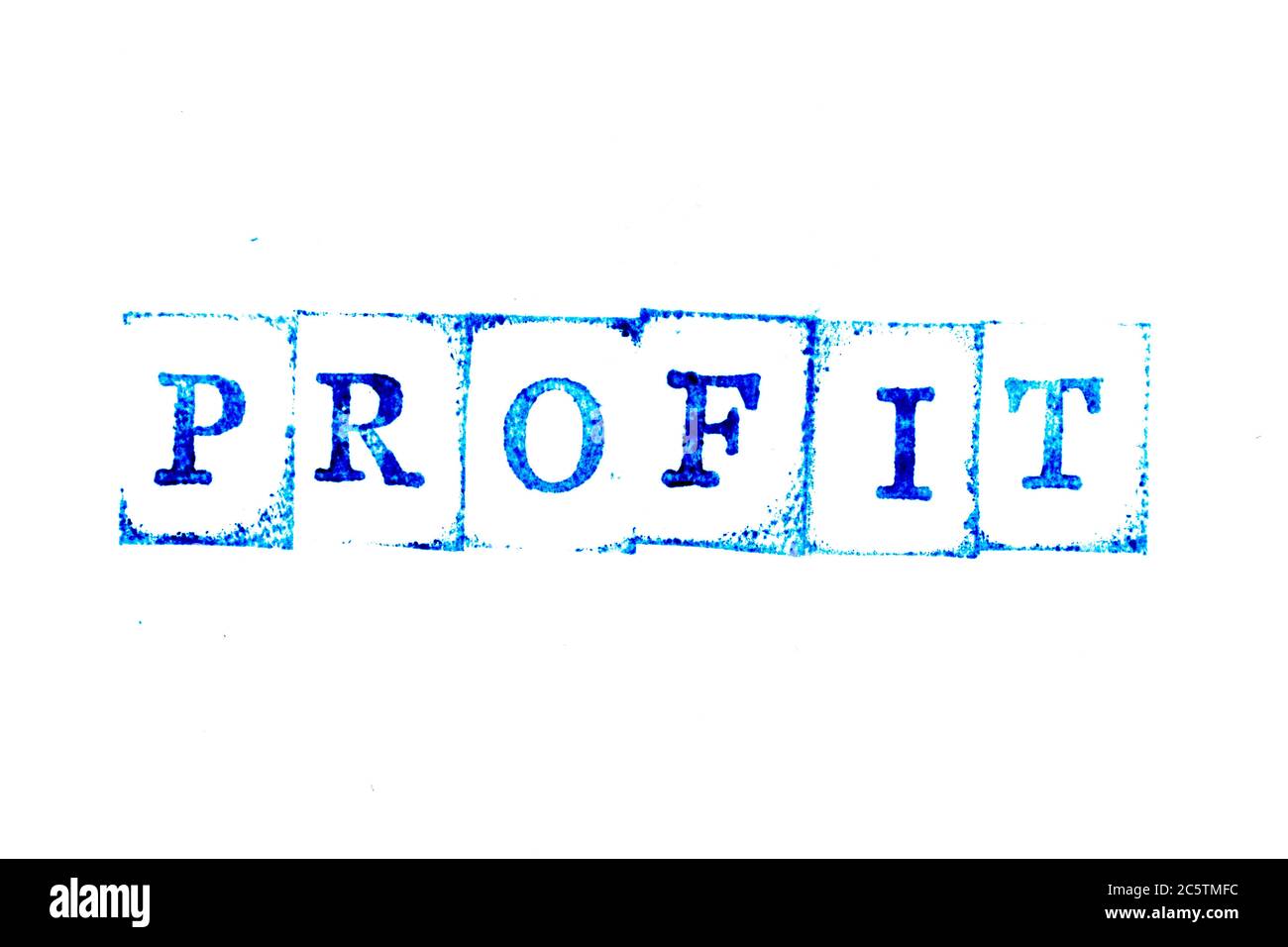 Blue ink of rubber stamp in word profit on white paper background Stock ...