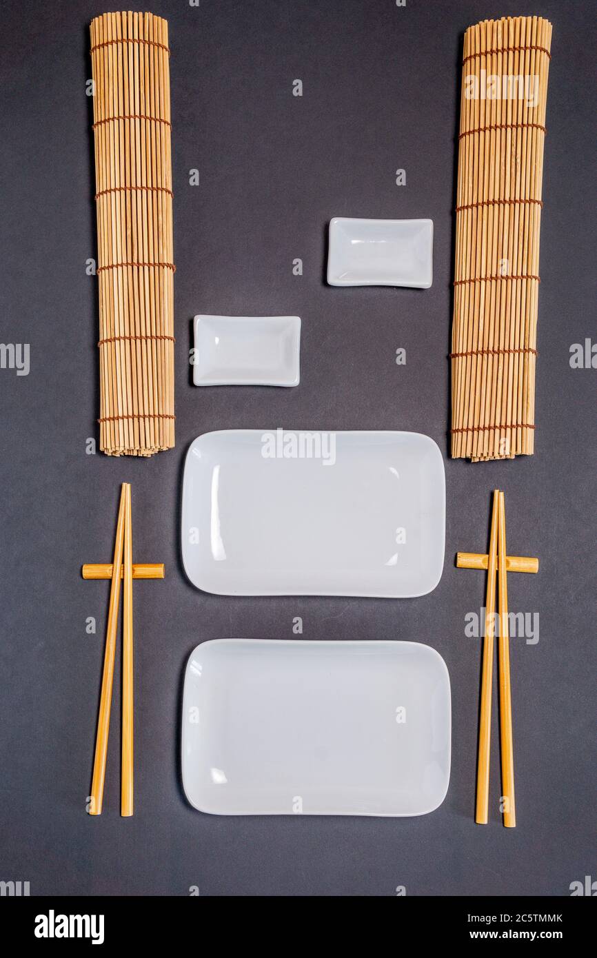 empty sushi plate, with space for text, freespace, mockup. vertical ...