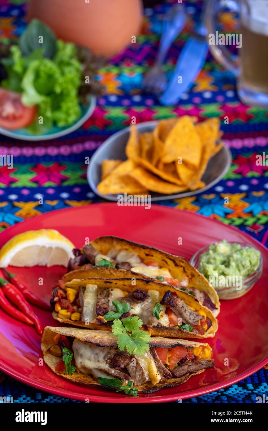 grilled mexican tacos on a plate Stock Photo - Alamy