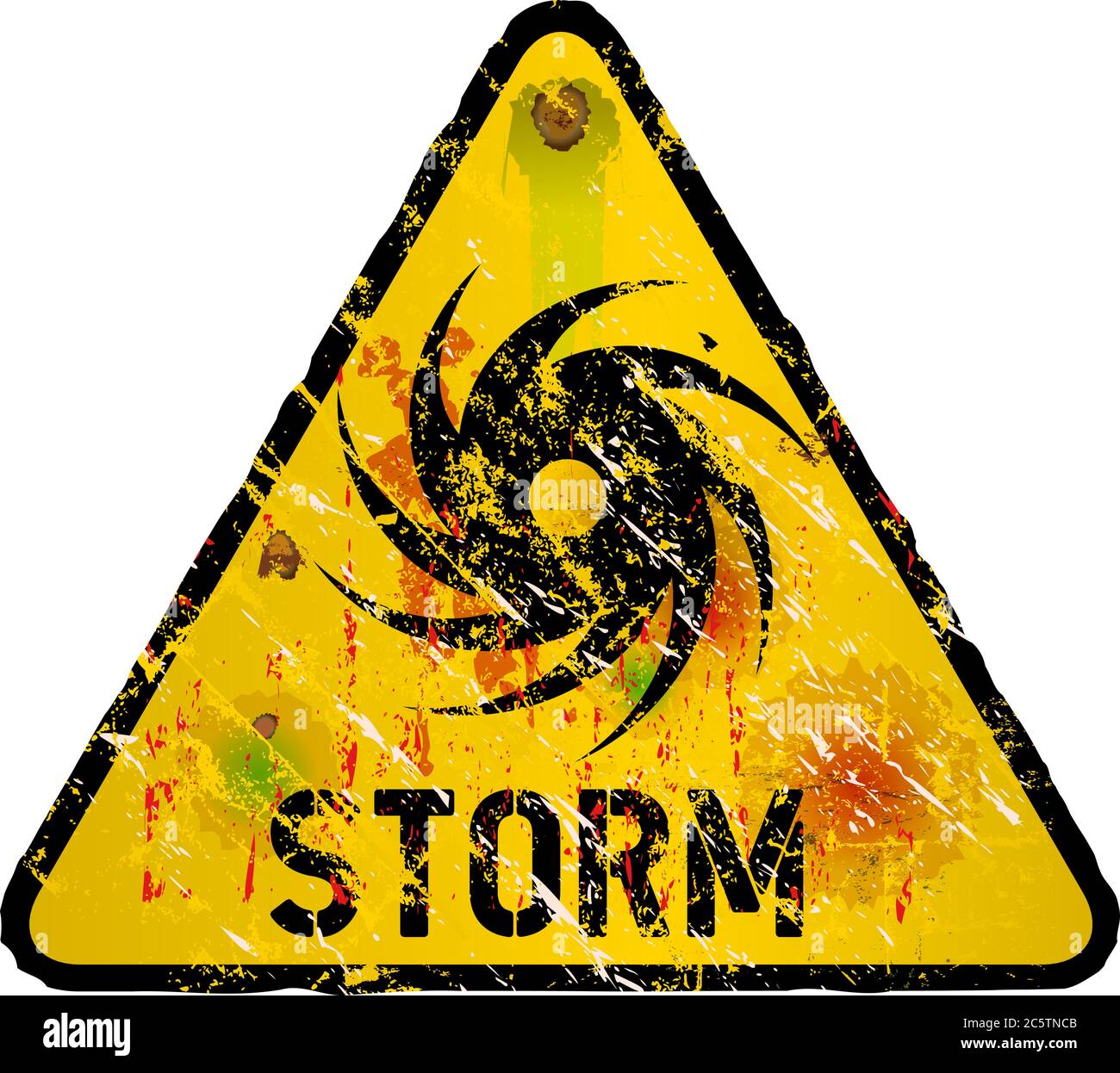 storm warning sign, heavy weathered, vector eps 10 Stock Vector Image ...