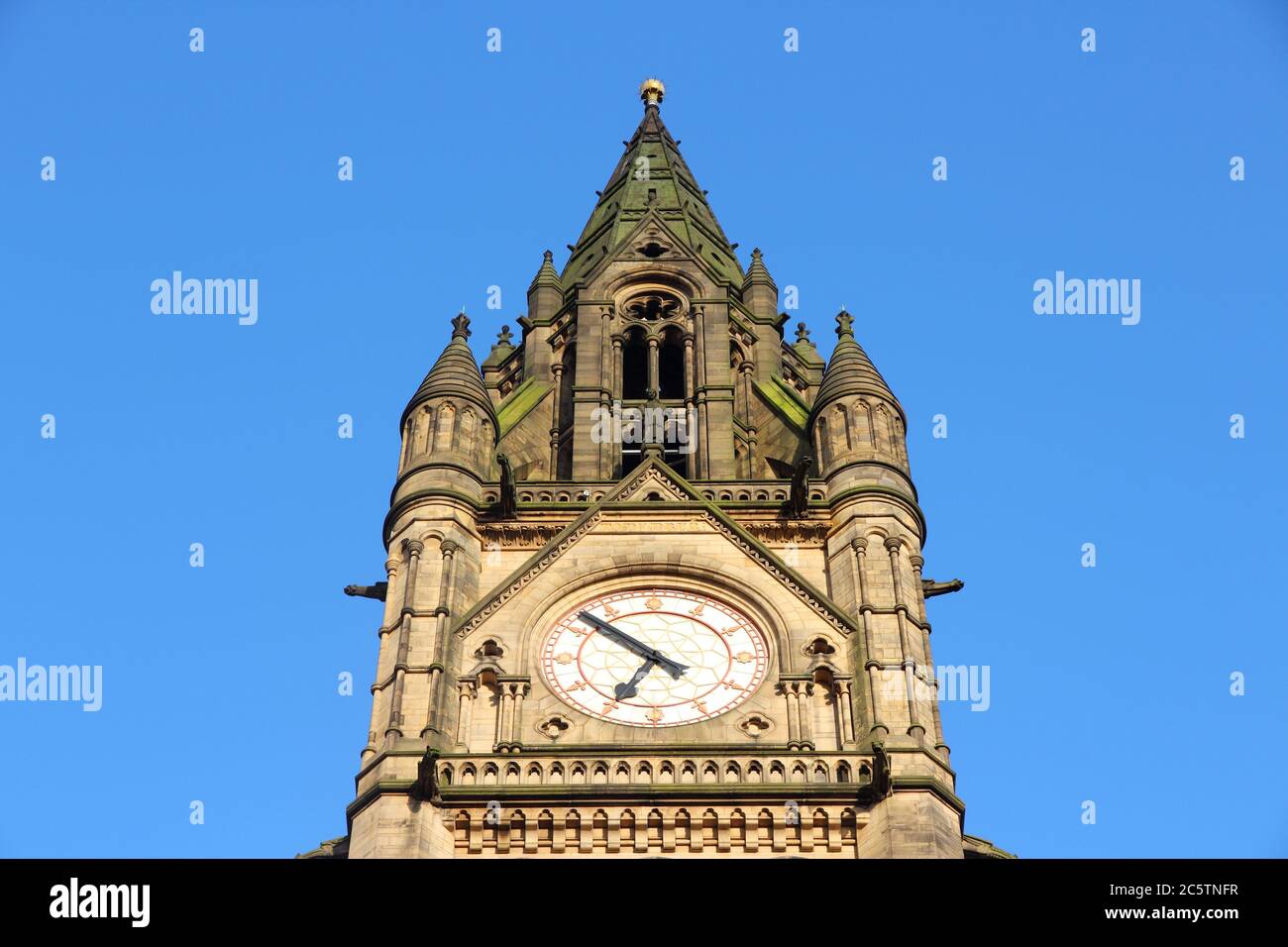 Manchester City Hall clock tower - old landmark in North West England ...