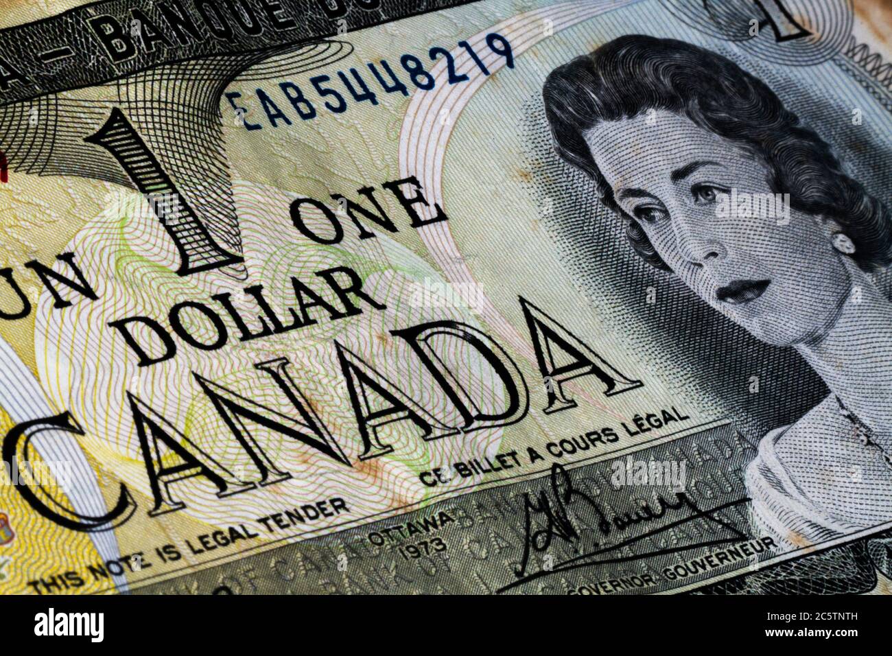 Canada one dollars bank note Stock Photo - Alamy