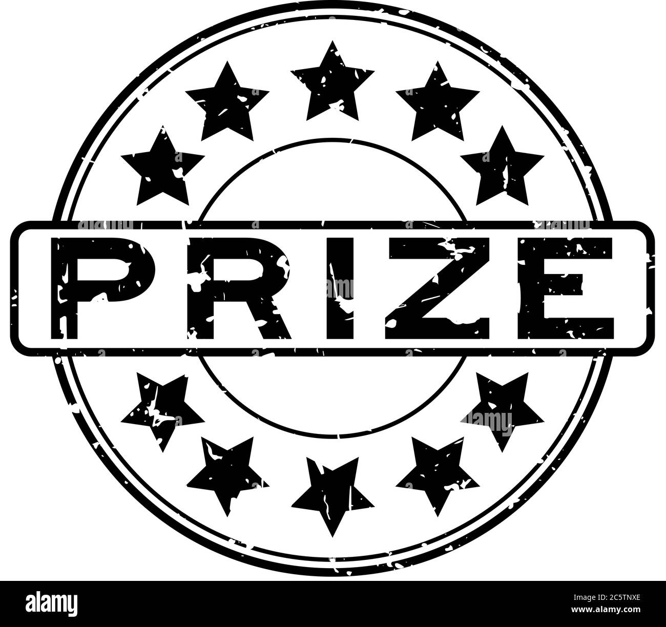 Grunge black prize word round rubber seal stamp on white background ...