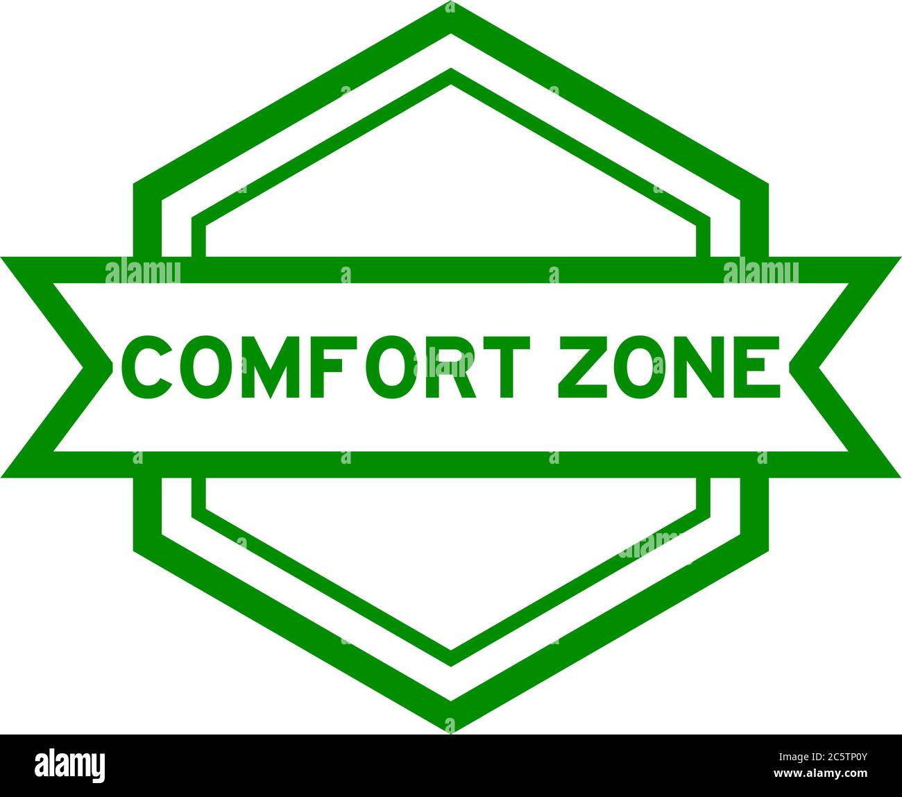 Vintage green color hexagon label banner with word comfort zone on ...