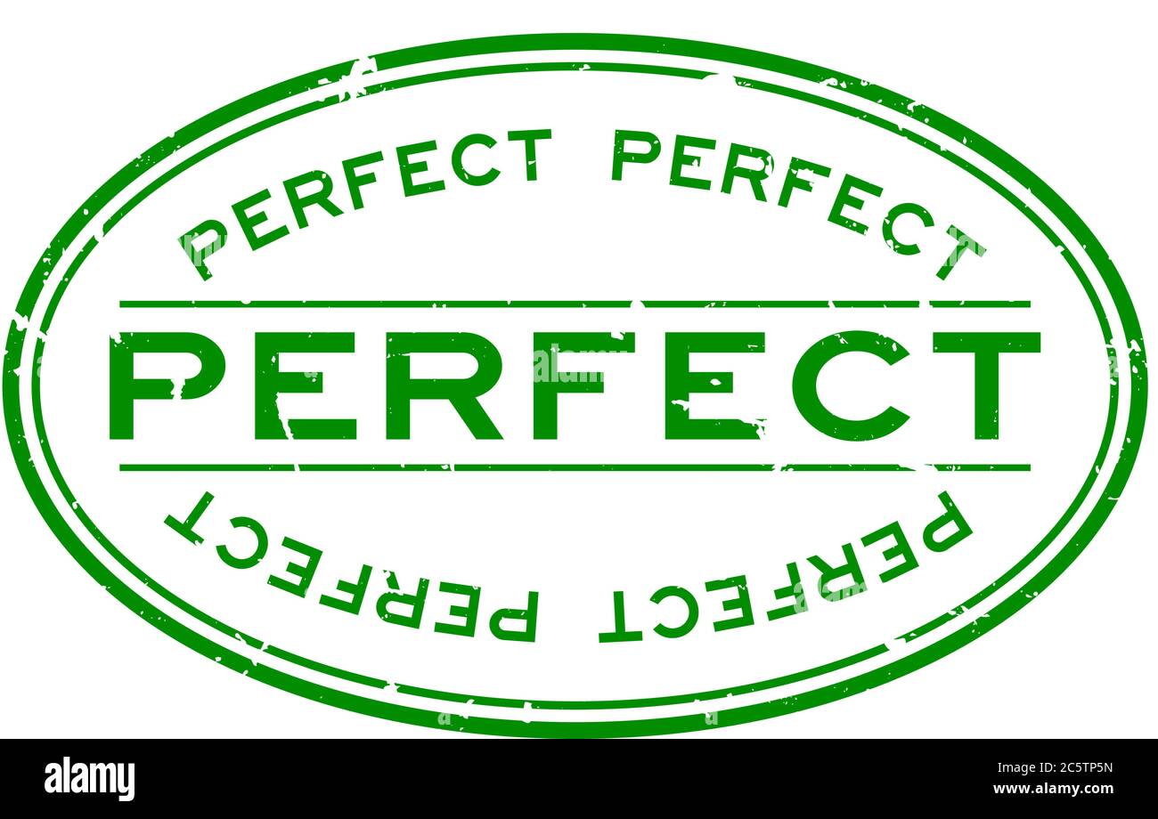 Grunge green perfect word oval rubber seal stamp on white background ...