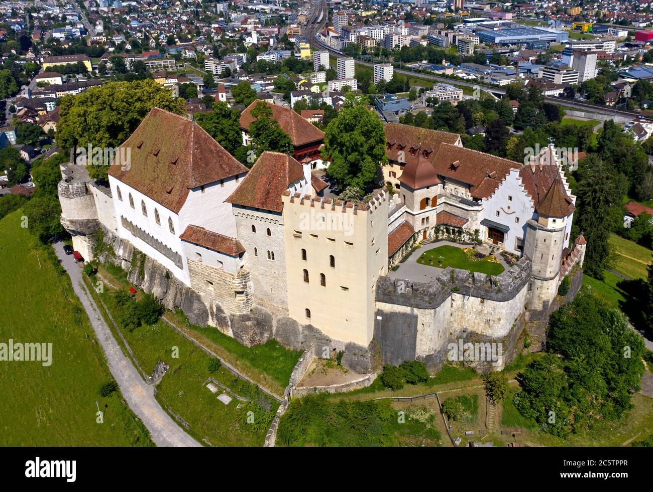 Lenzburg Castle, Lenzburg, Canton of Aargau, Switzerland Stock Photo ...